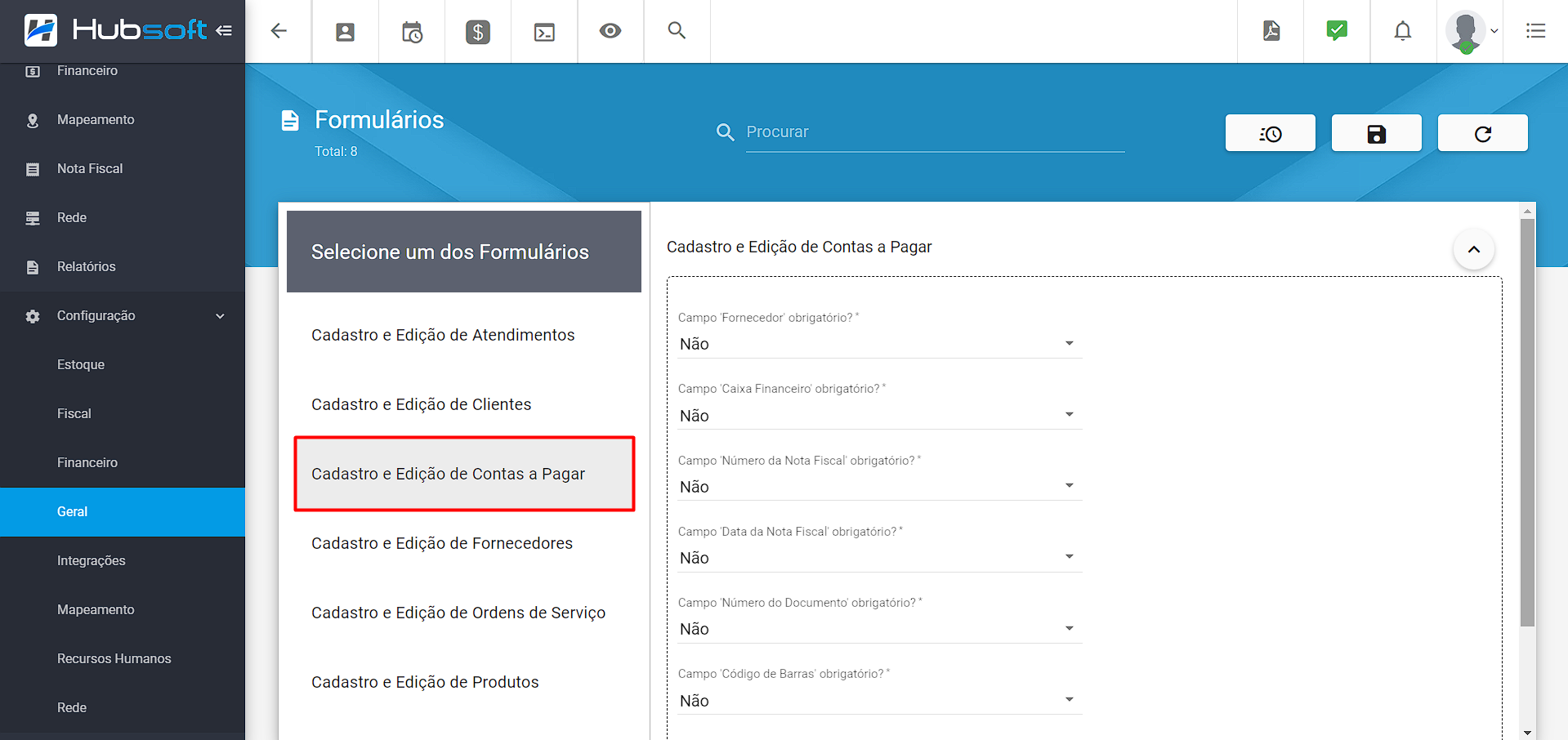 Formulários | Wiki HubSoft