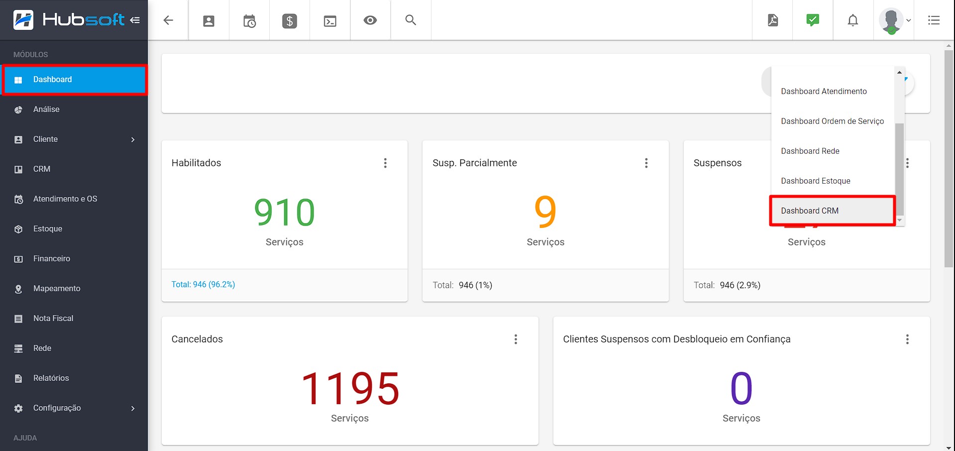 Dashboard | Wiki HubSoft