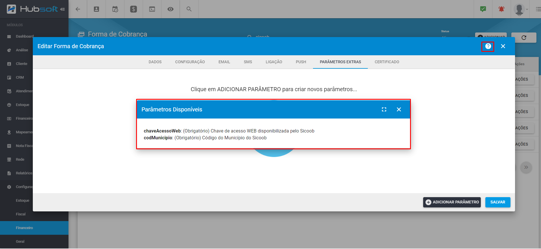 Sicoob | Wiki HubSoft