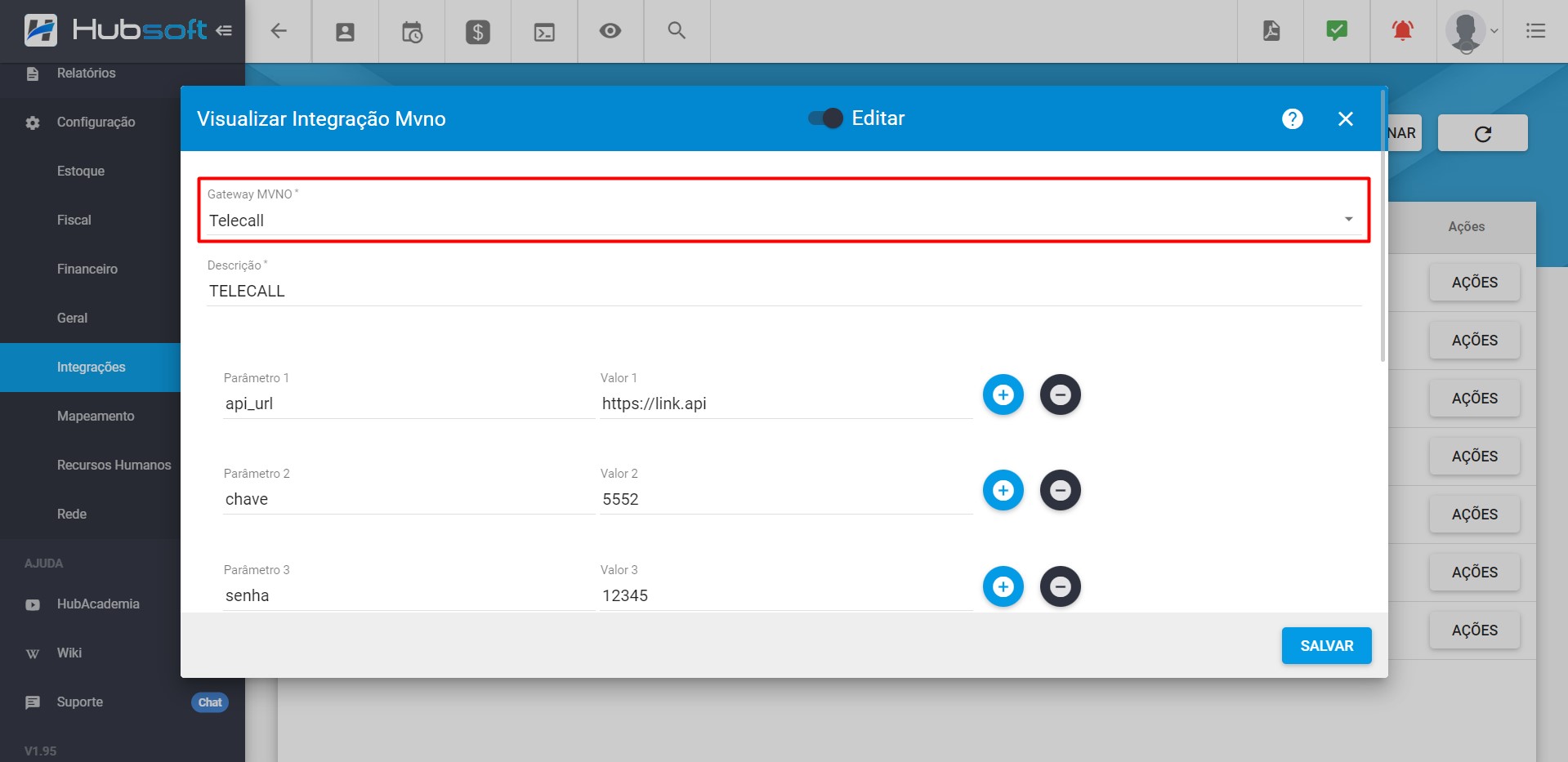 Integração MVNO – Telecall | Wiki HubSoft