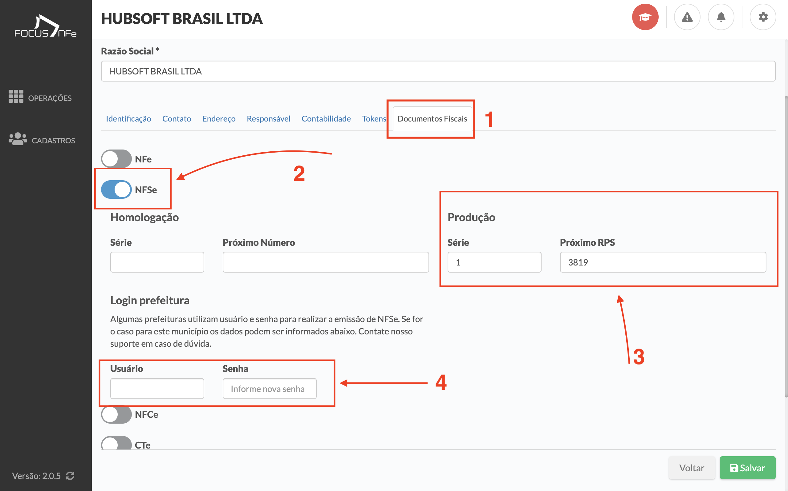 Focus NFe | Wiki HubSoft