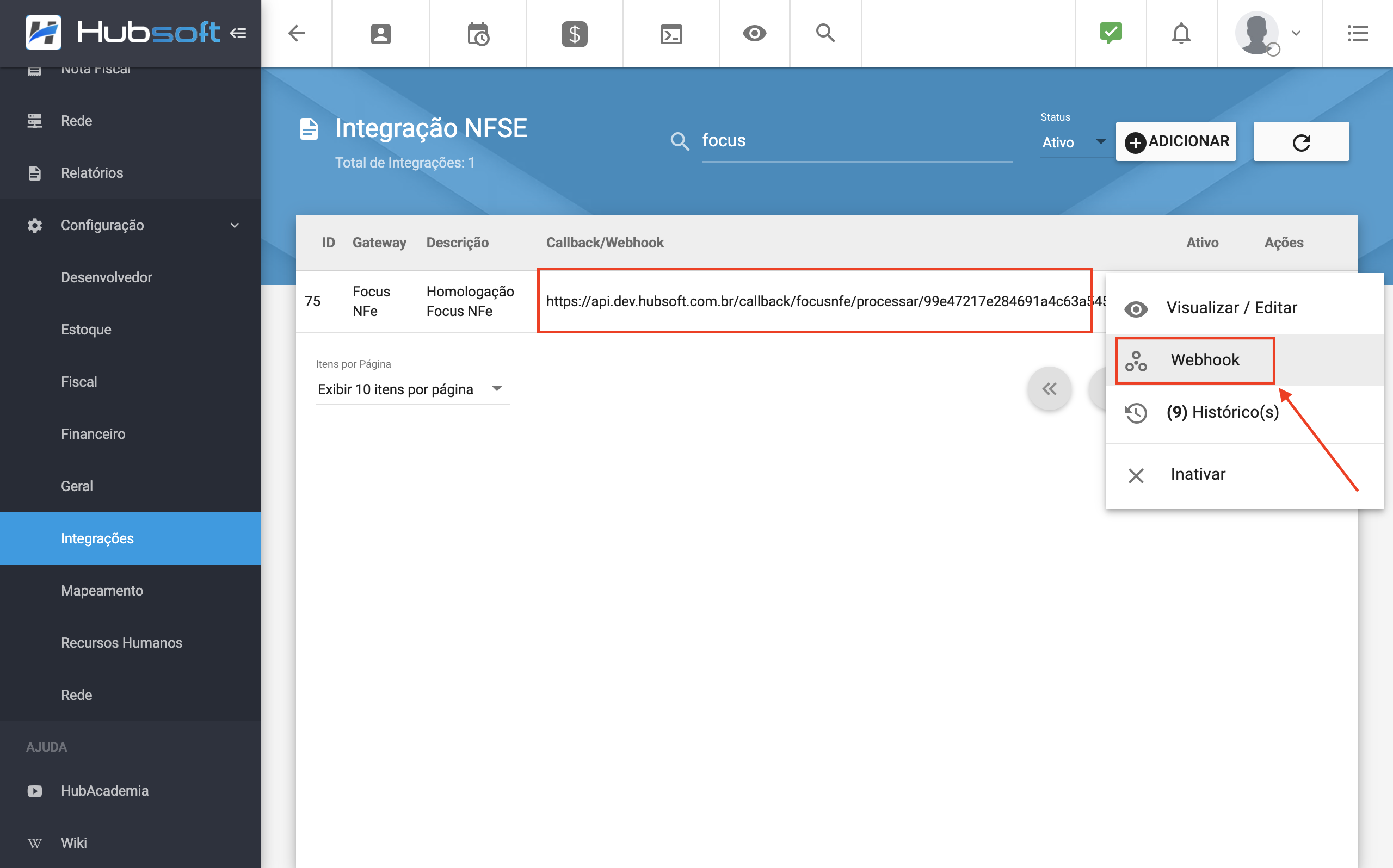 Focus NFe | Wiki HubSoft