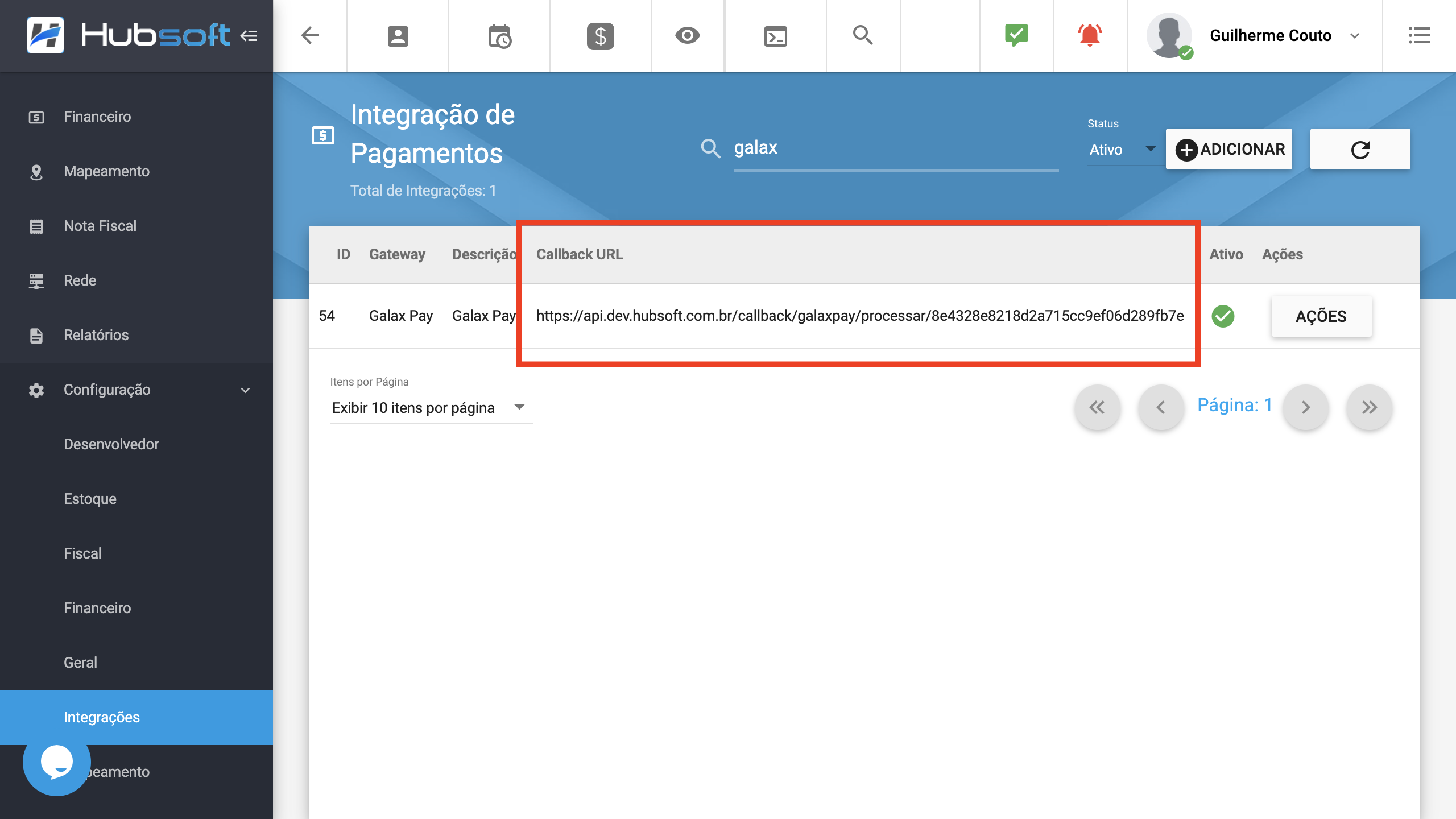 Galax Pay | Wiki HubSoft