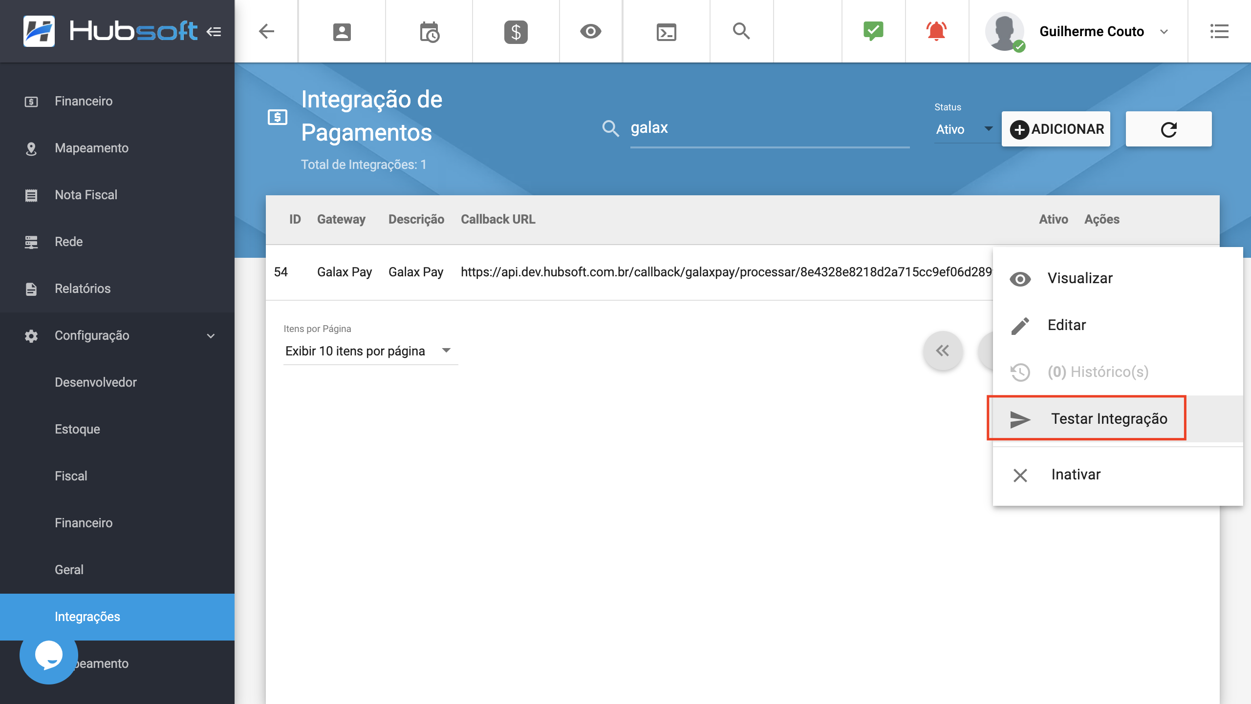 Galax Pay | Wiki HubSoft