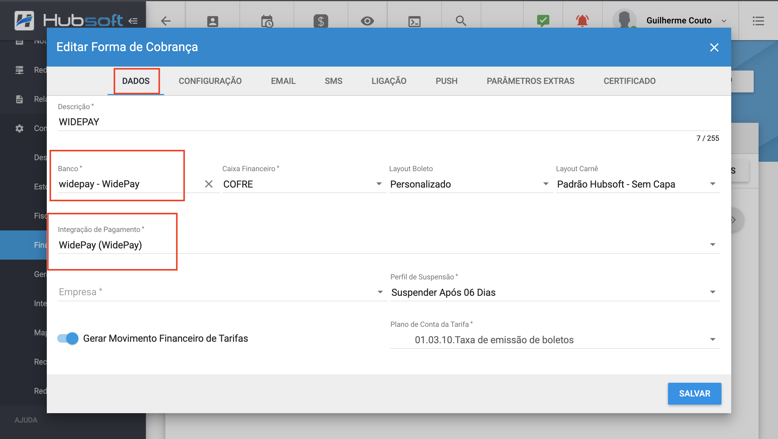 WidePay | Wiki HubSoft