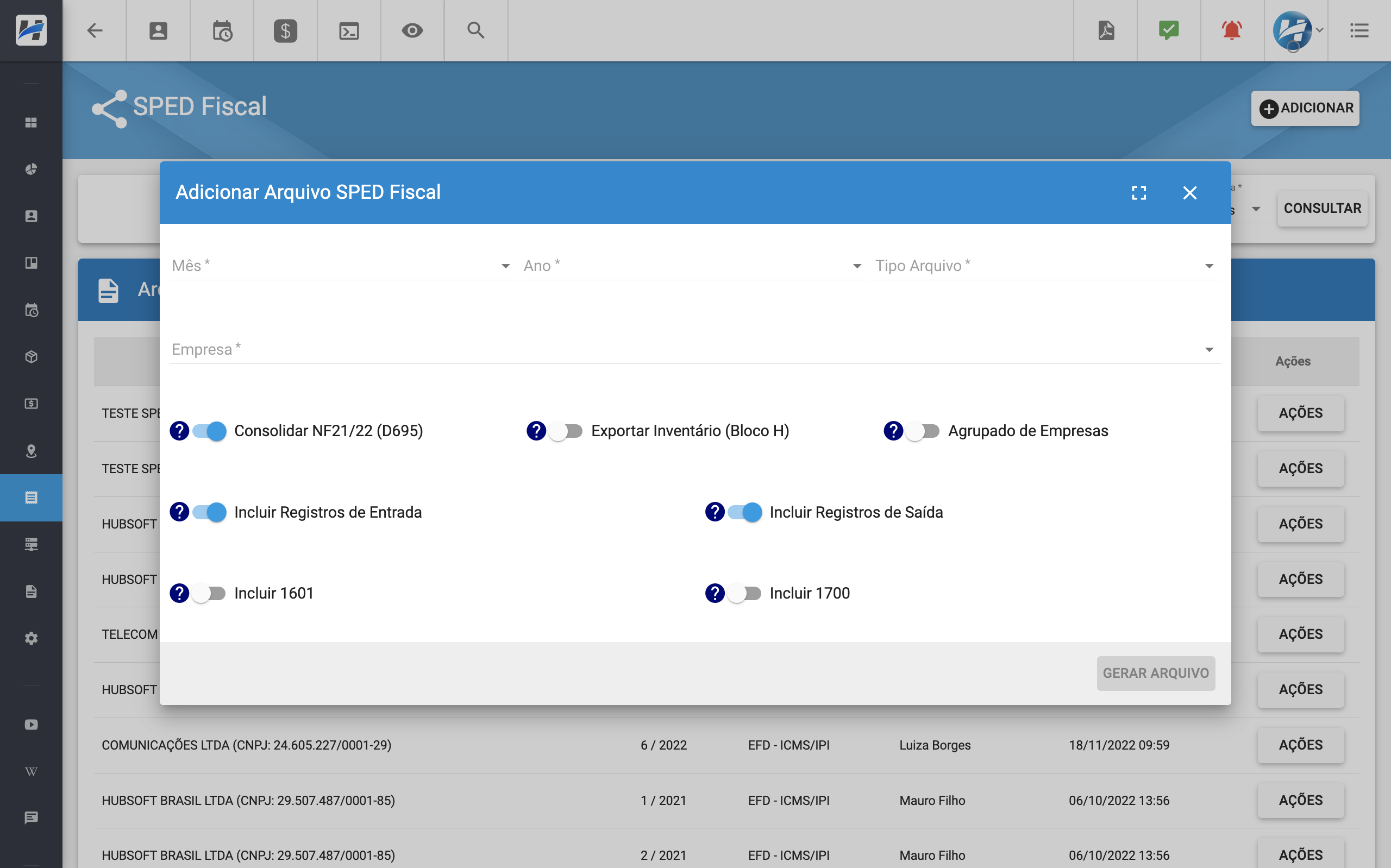 SPED Fiscal / Contribuições | Wiki HubSoft