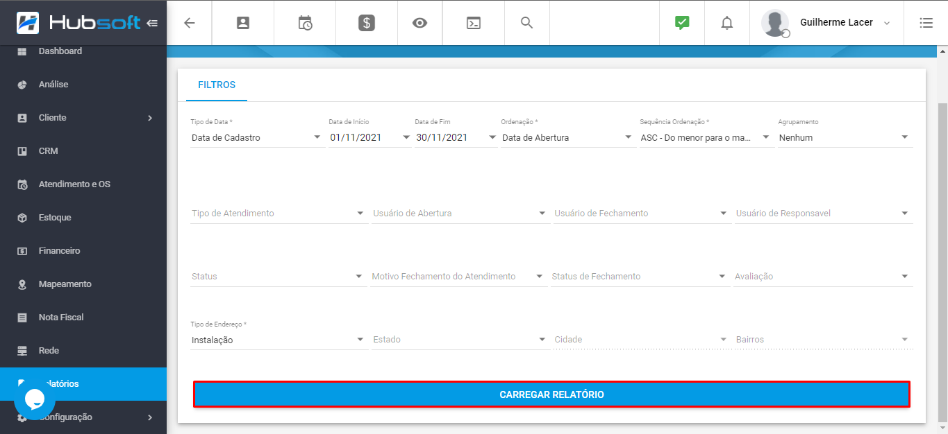 Relatórios | Wiki HubSoft