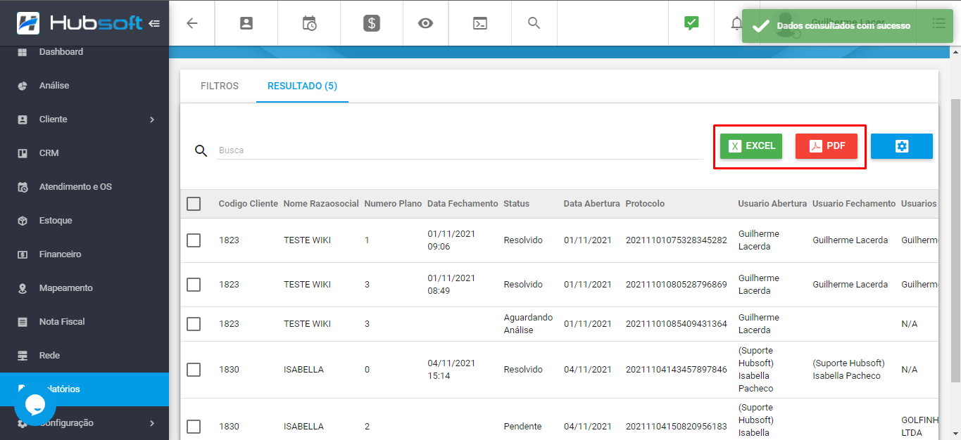 Relatórios | Wiki HubSoft