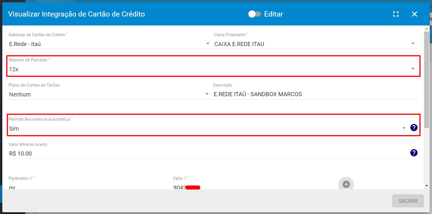 Integração Cartão de Crédito - E.Rede Itaú | Wiki HubSoft